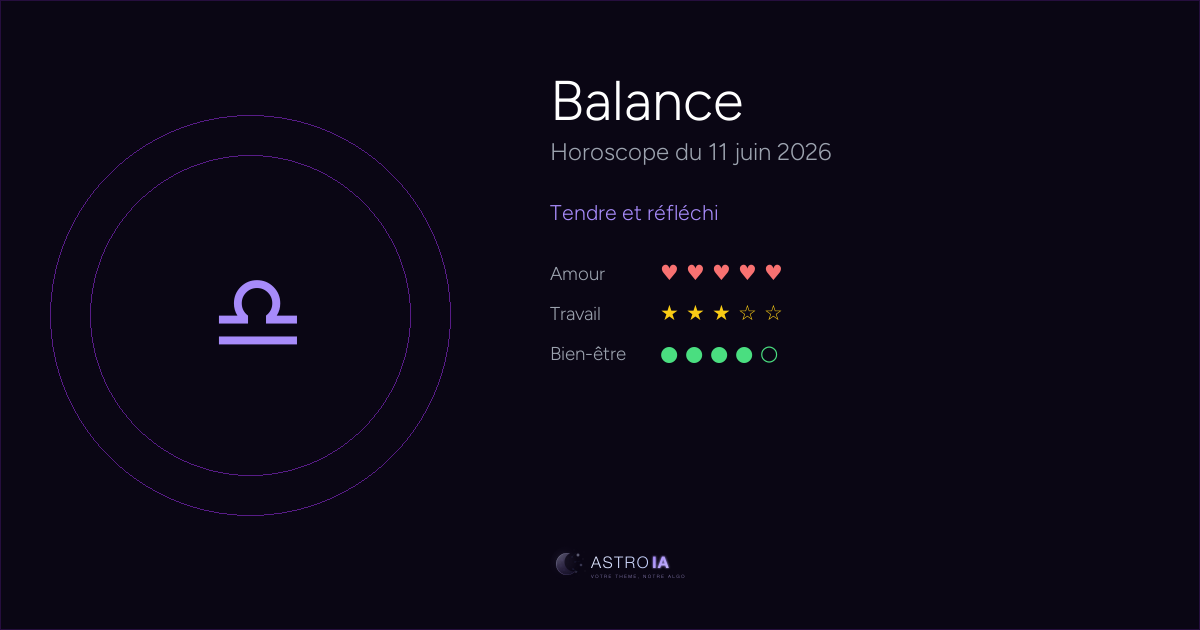 Horoscope Balance du jour — 10 juin 2026 — Astro IA